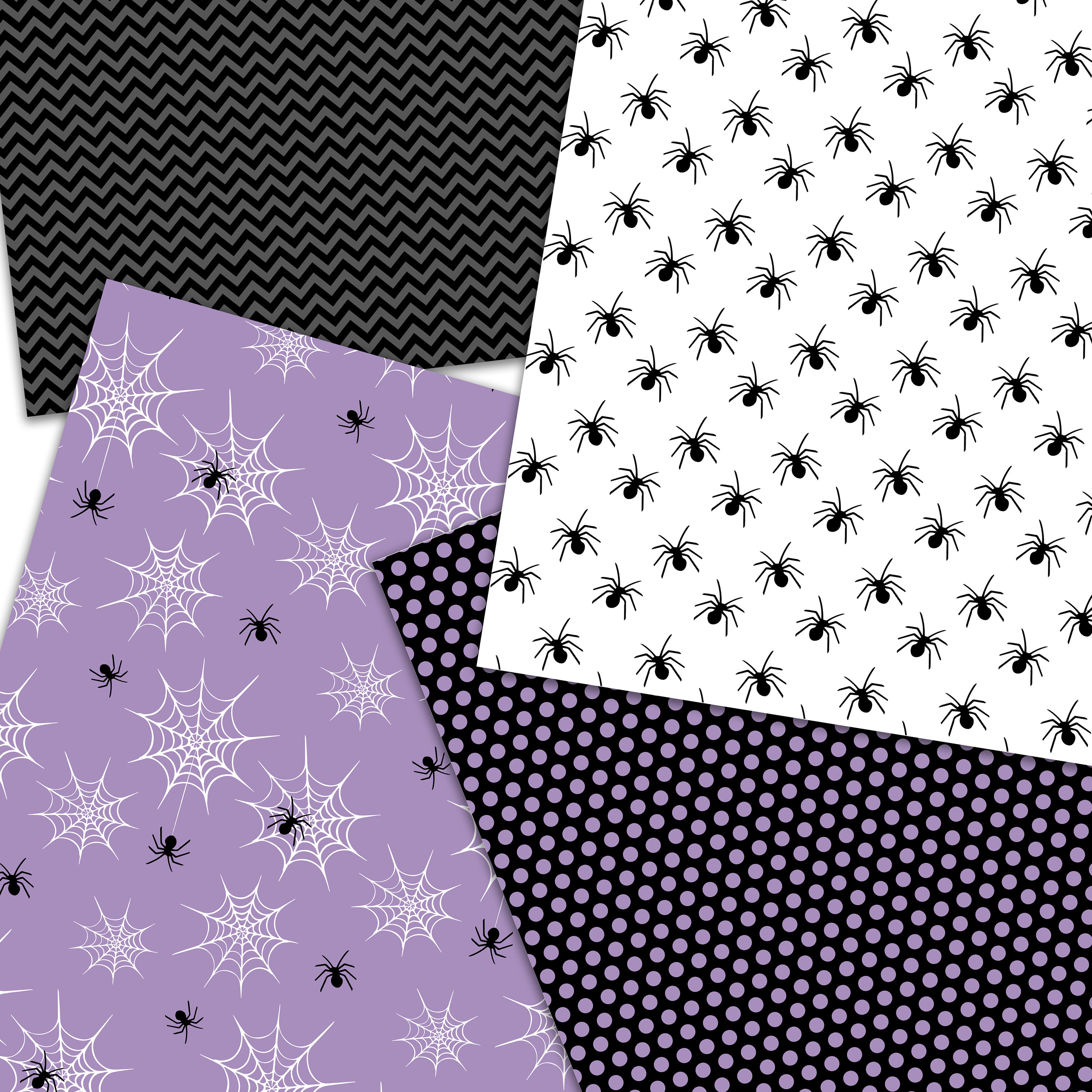 Purple Halloween Digital Paper, Ghost Scrapbook Paper, Purple Spider ...
