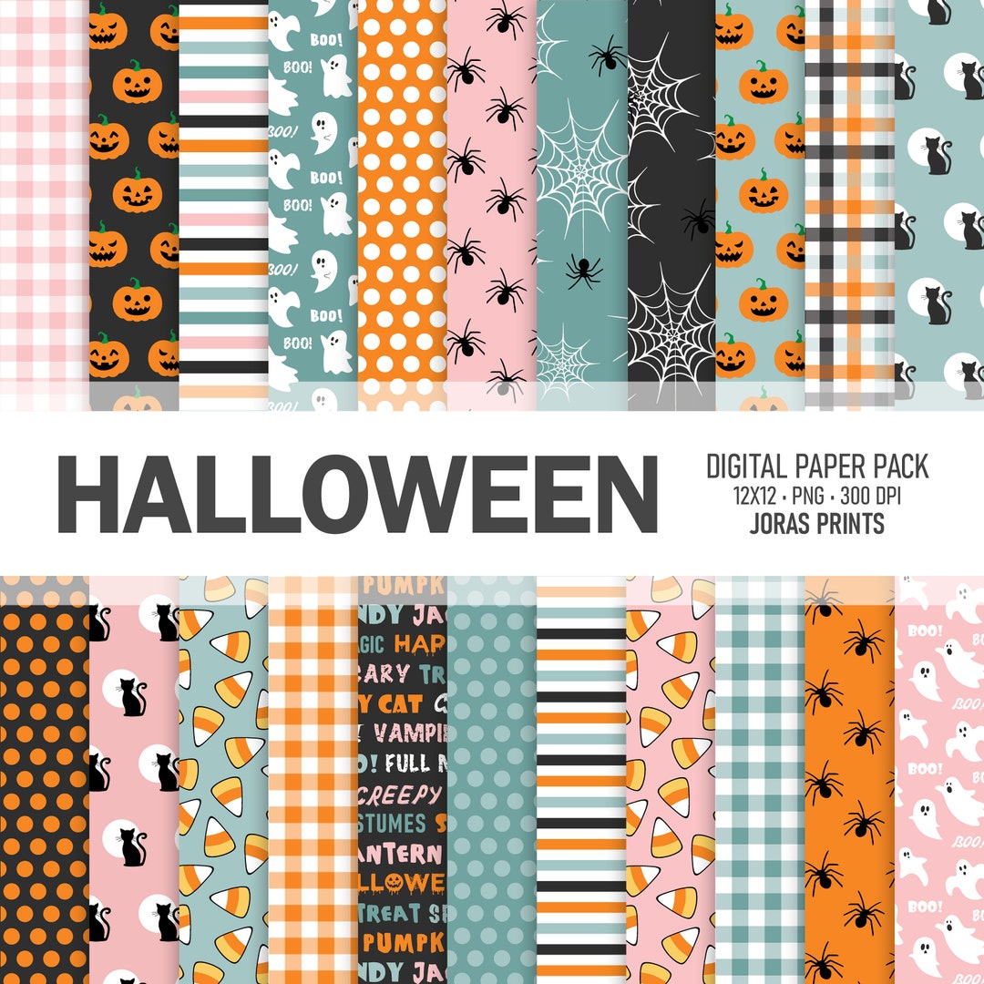 Halloween Digital Paper Pink Halloween Scrapbook Paper Spider Halloween ...