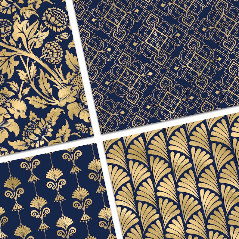Art Deco Digital Paper, Scrapbook Paper Pack, Retro Art Deco Patterns ...
