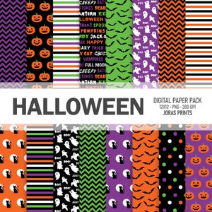 Halloween Digital Paper Ghost Scrapbook Paper Digital Paper Pack Bat ...