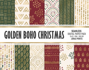 Christmas Digital Paper Boho Scrapbook Paper Digital Paper Pack ...