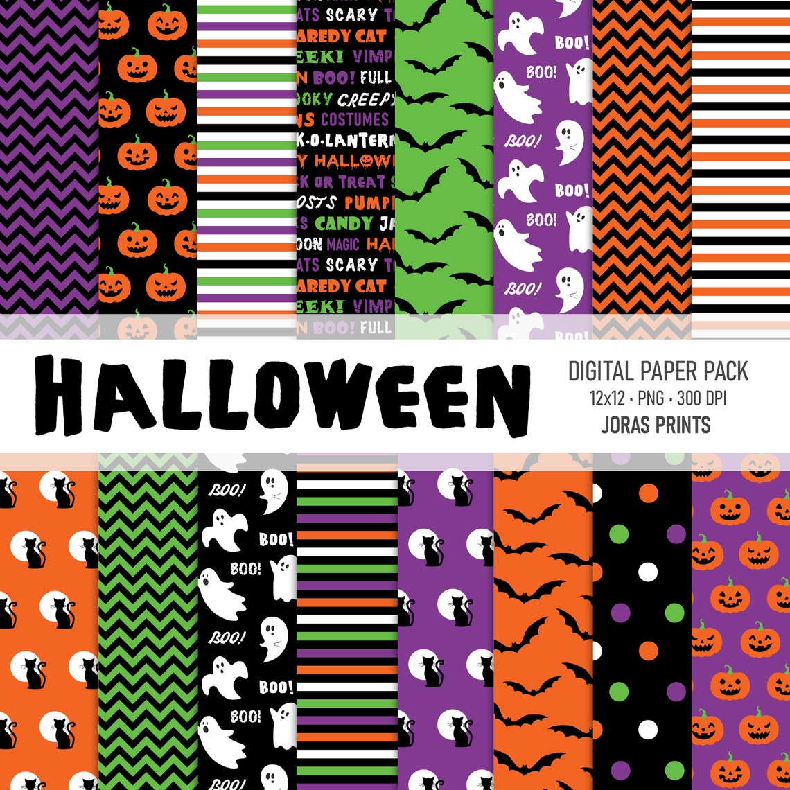 Halloween Digital Paper Ghost Scrapbook Paper Digital Paper - Etsy