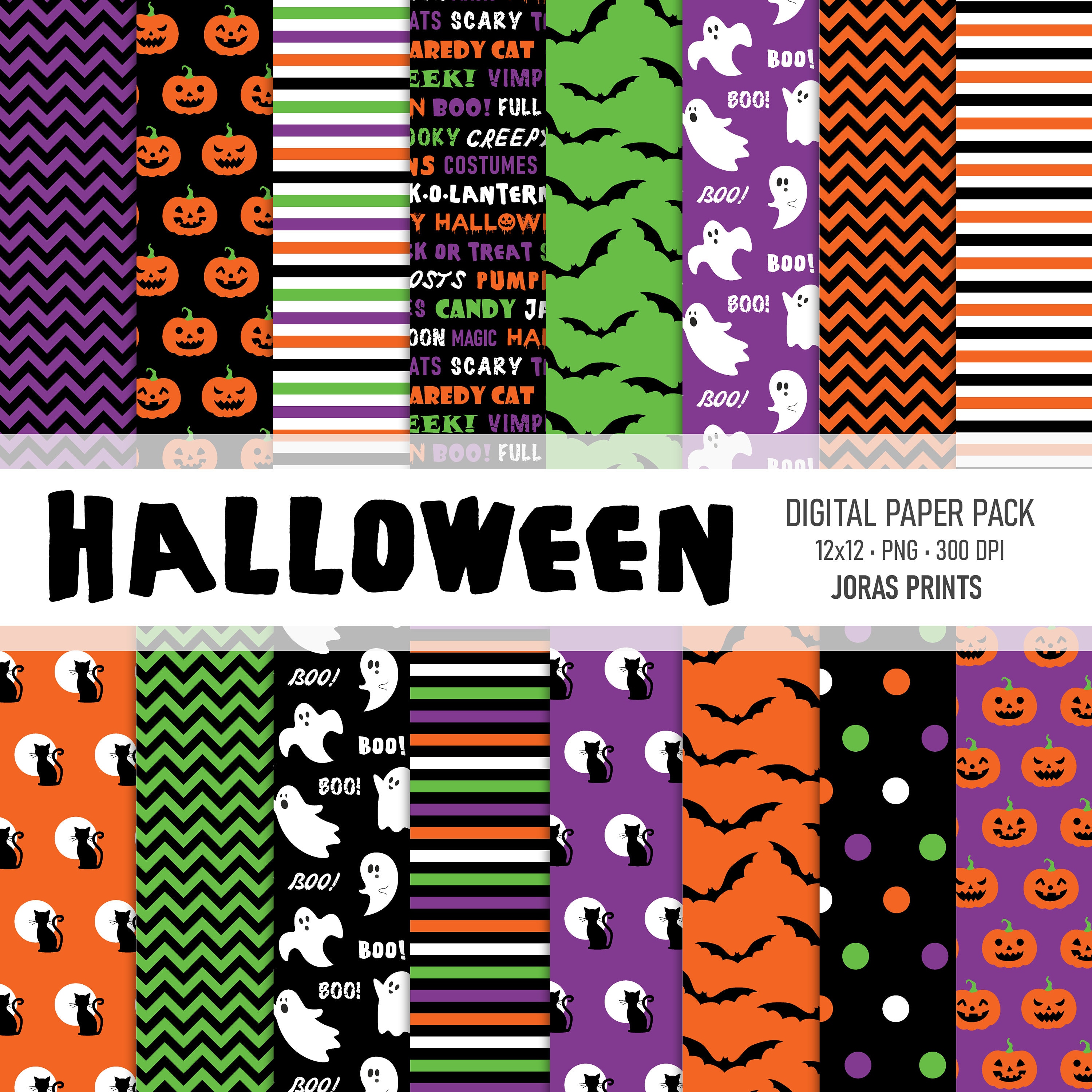 Halloween Digital Paper Ghost Scrapbook Paper Digital Paper | Etsy