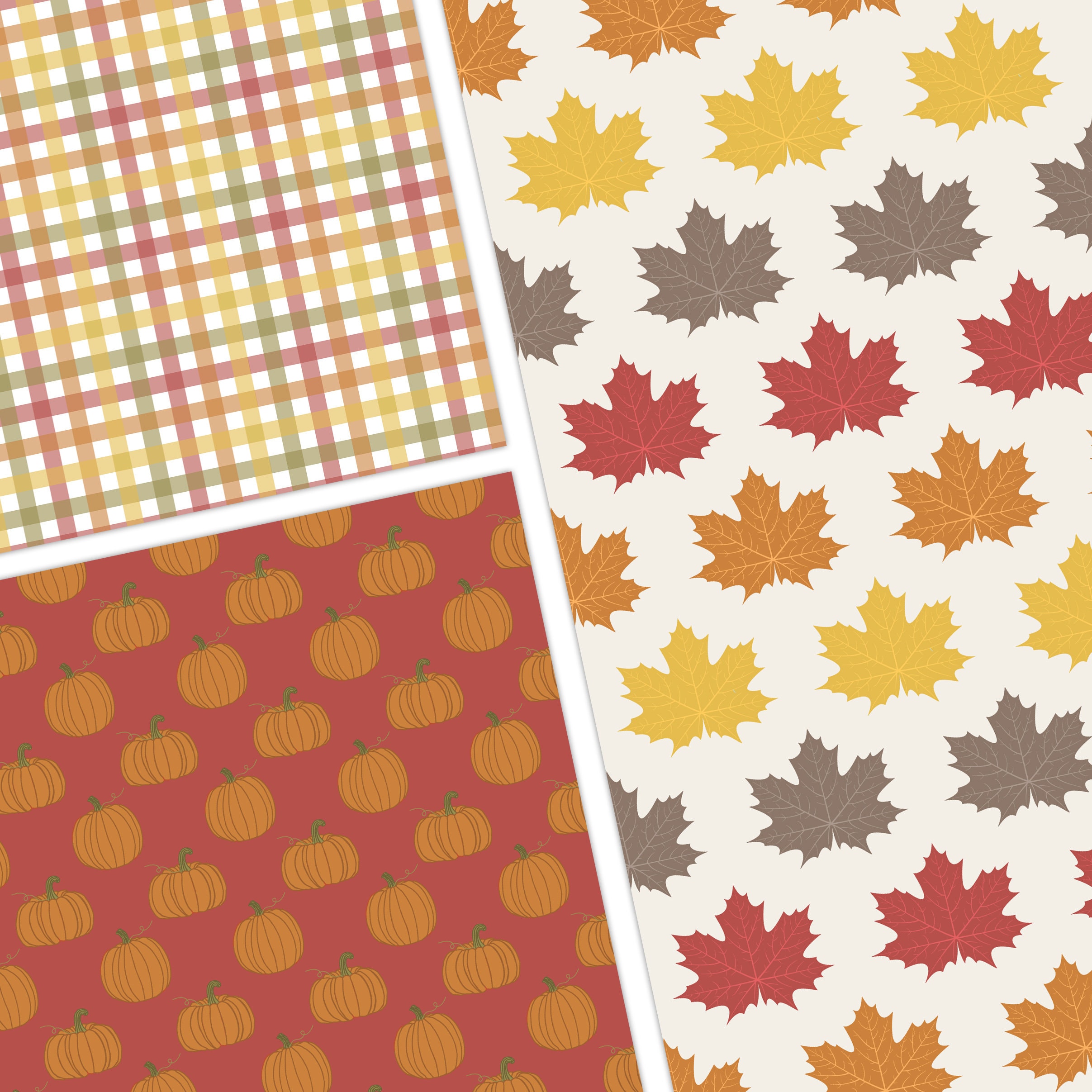 Fall Digital Paper Pumpkin Printable Scrapbook Paper Autumn Leaves ...