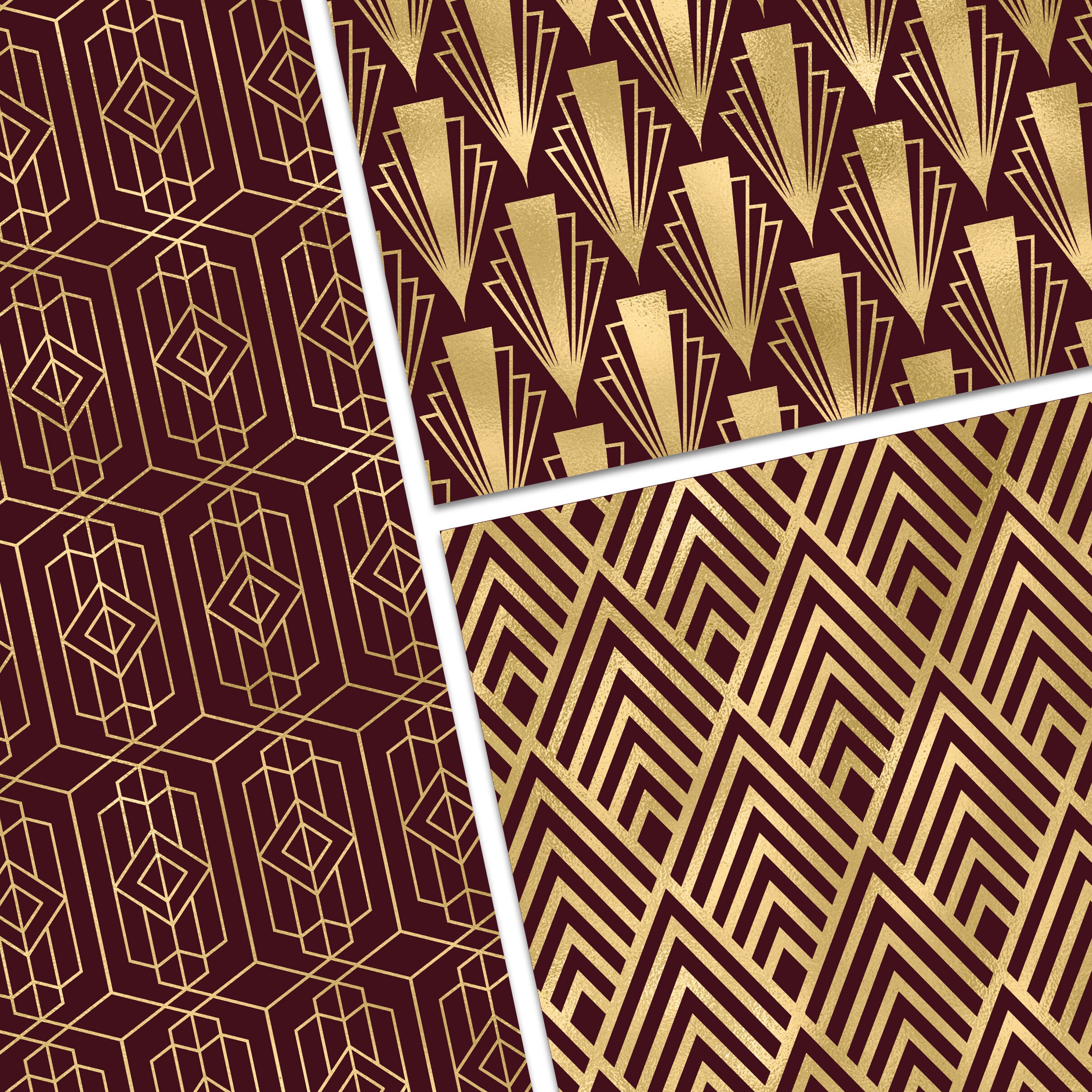 Art Deco Digital Paper, Scrapbook Paper Pack, Retro Art Deco Patterns ...