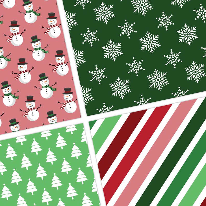 Christmas Digital Paper, Snowman Digital Scrapbook Paper, Snowflake ...