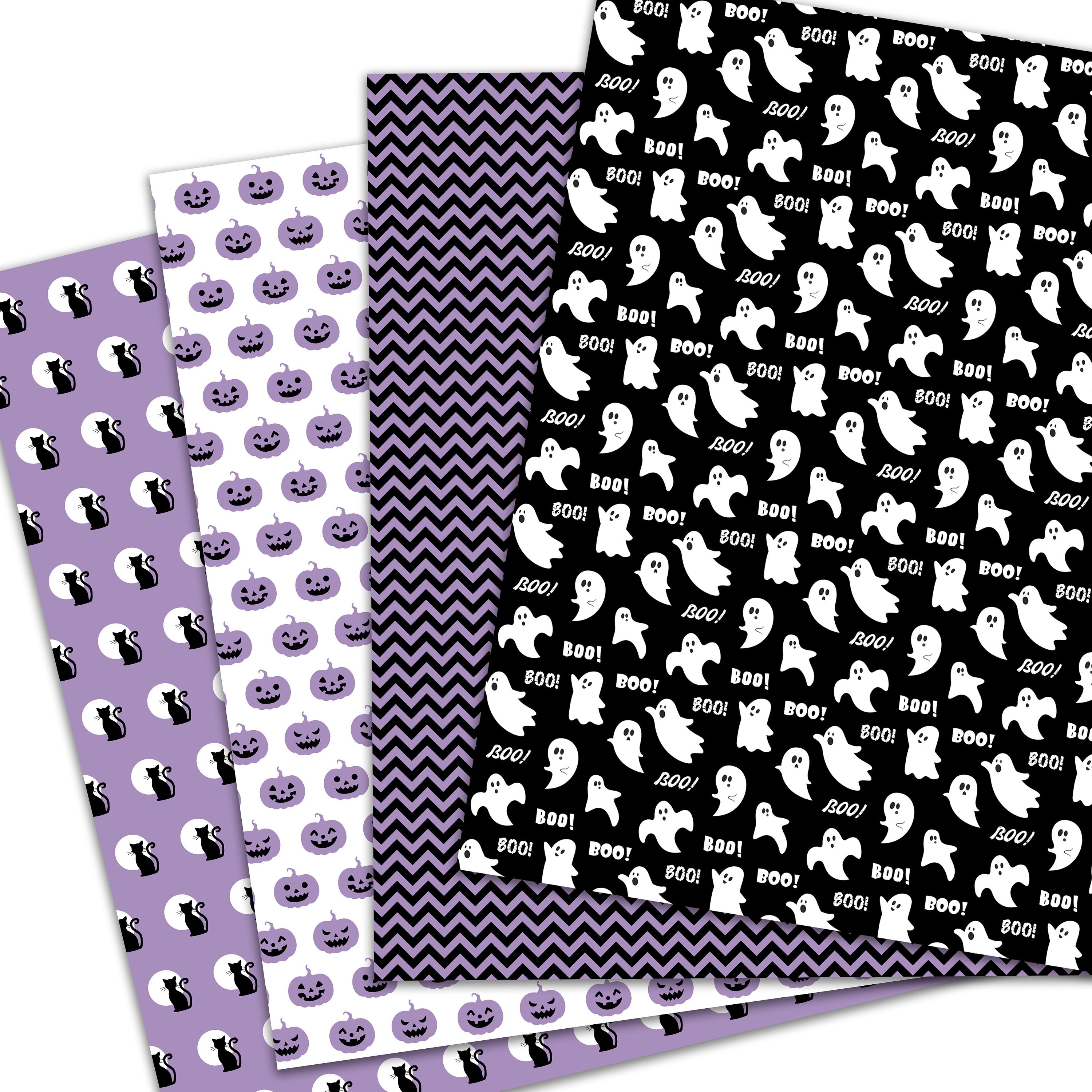 Purple Halloween Digital Paper, Ghost Scrapbook Paper, Purple Spider ...