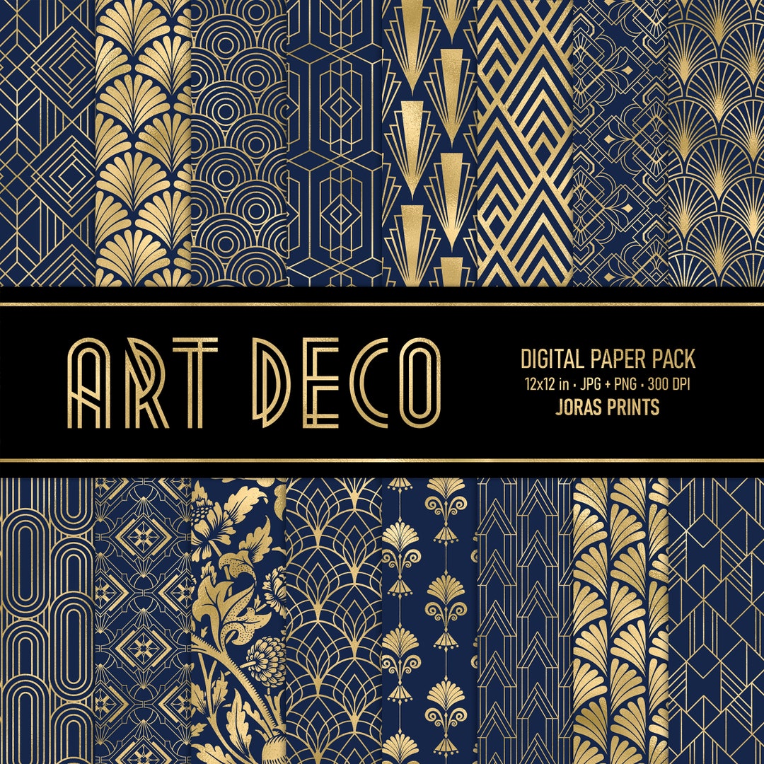 Art Deco Digital Paper, Scrapbook Paper Pack, Retro Art Deco Patterns ...