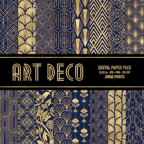 Art Deco Digital Paper Scrapbook Paper Pack Retro Art Deco - Etsy