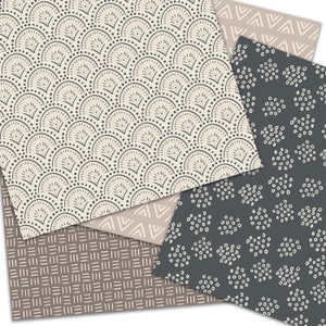 Neutral Boho Digital Paper Doodles Scrapbook Paper Boho Seamless ...