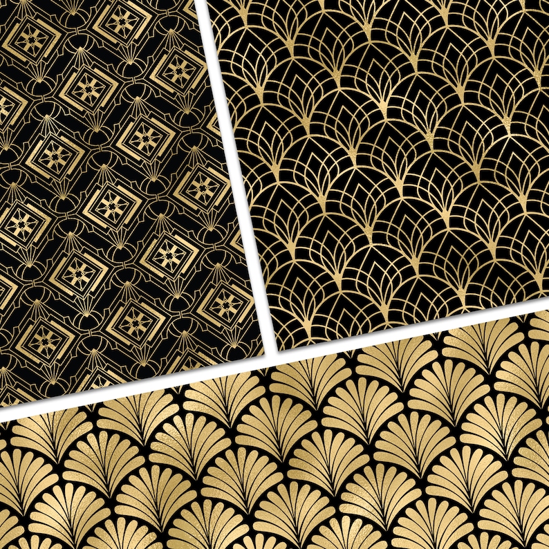 Art Deco Digital Paper, Scrapbook Paper Pack, Retro Art Deco Patterns ...