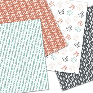 Boho Digital Paper, Doodles Scrapbook Paper, Hand Drawn Patterns, Junk ...