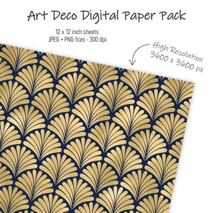Art Deco Digital Paper, Scrapbook Paper Pack, Retro Art Deco Patterns ...