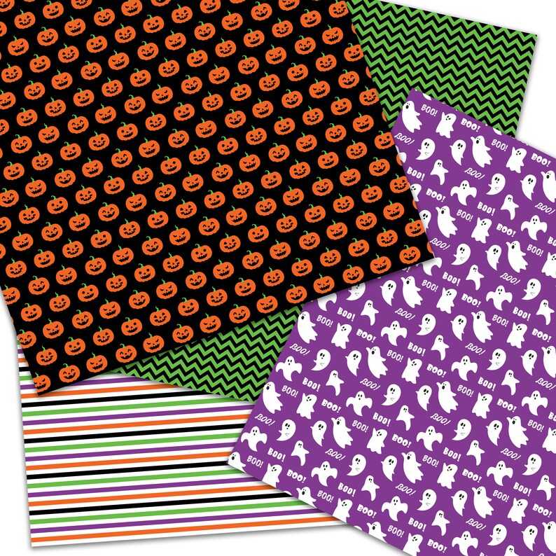 Halloween Digital Paper Ghost Scrapbook Paper Digital Paper Pack Bat ...