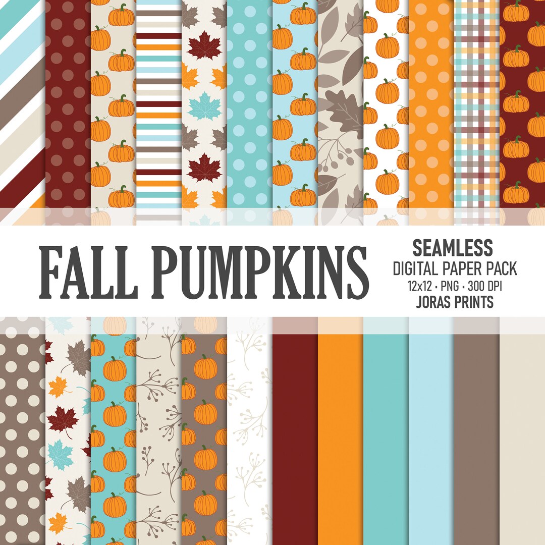 Fall Digital Paper, Thanksgiving Scrapbook Paper, Seamless Pattern ...