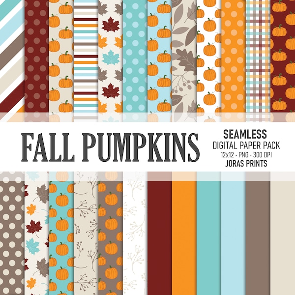 Fall Digital Paper, Scrapbook Paper, Autumn Digital Paper Pack, Pumpkin ...