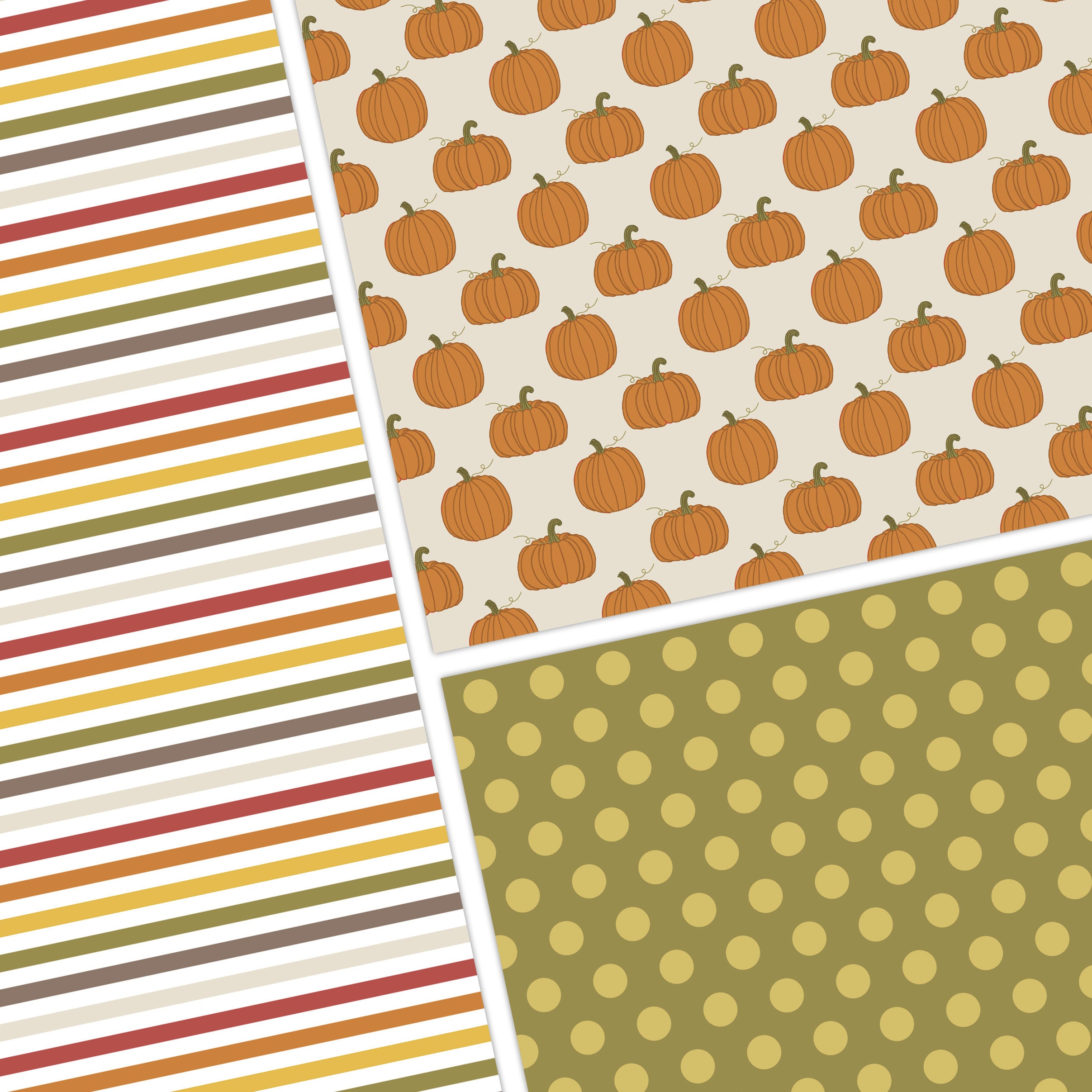 Fall Digital Paper Pumpkin Printable Scrapbook Paper Autumn Leaves ...