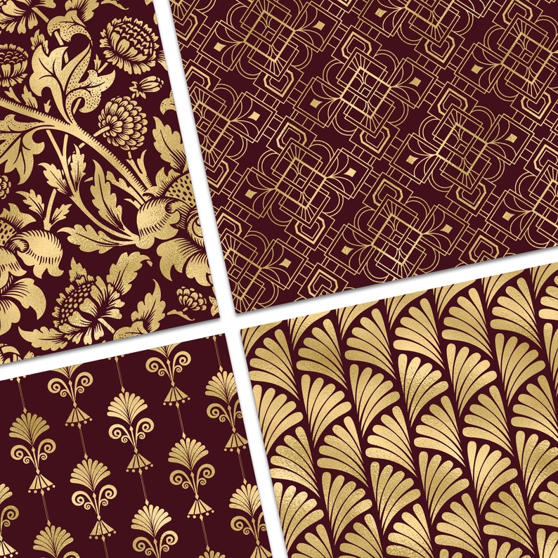 Art Deco Digital Paper, Scrapbook Paper Pack, Retro Art Deco Patterns ...