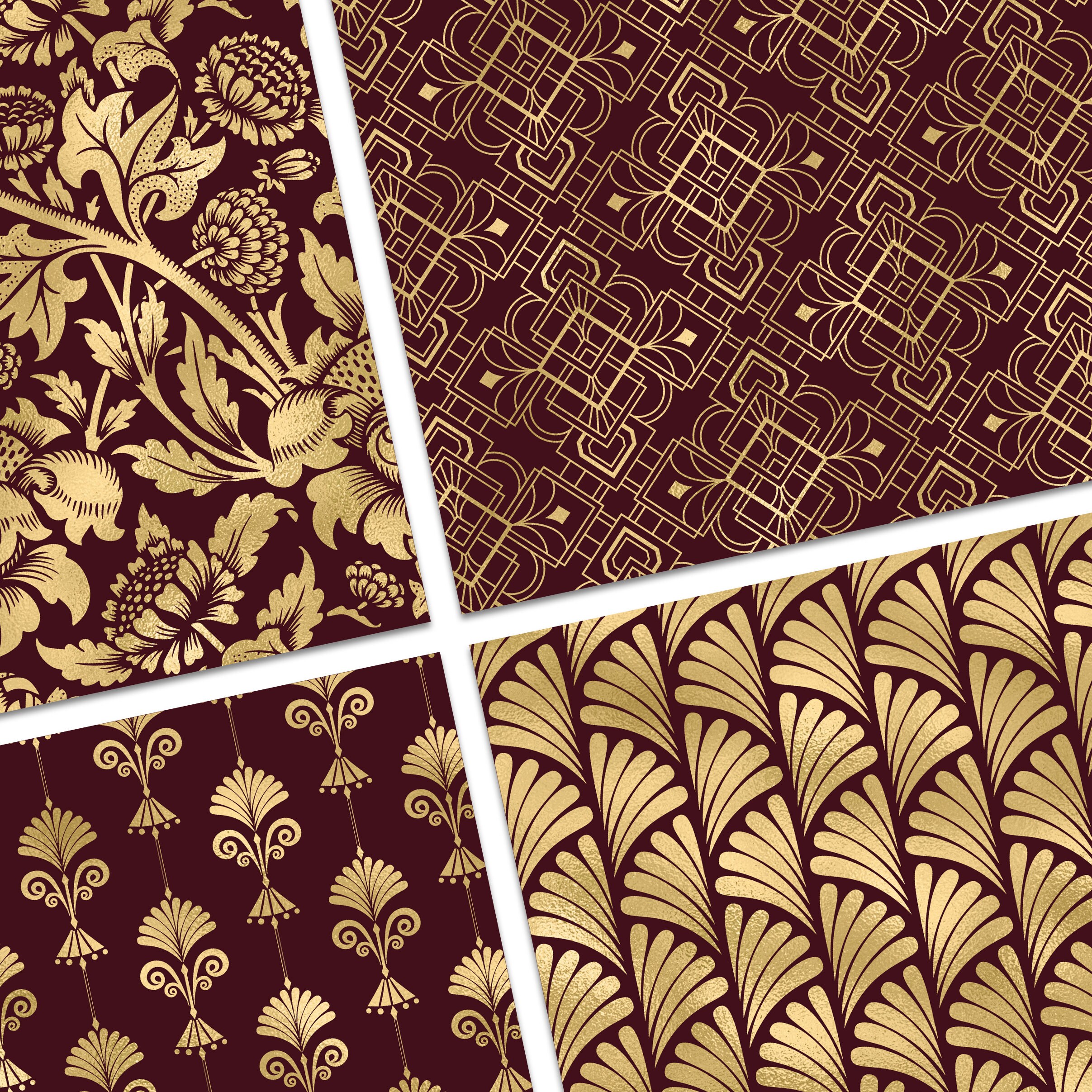 Art Deco Digital Paper, Scrapbook Paper Pack, Retro Art Deco Patterns ...