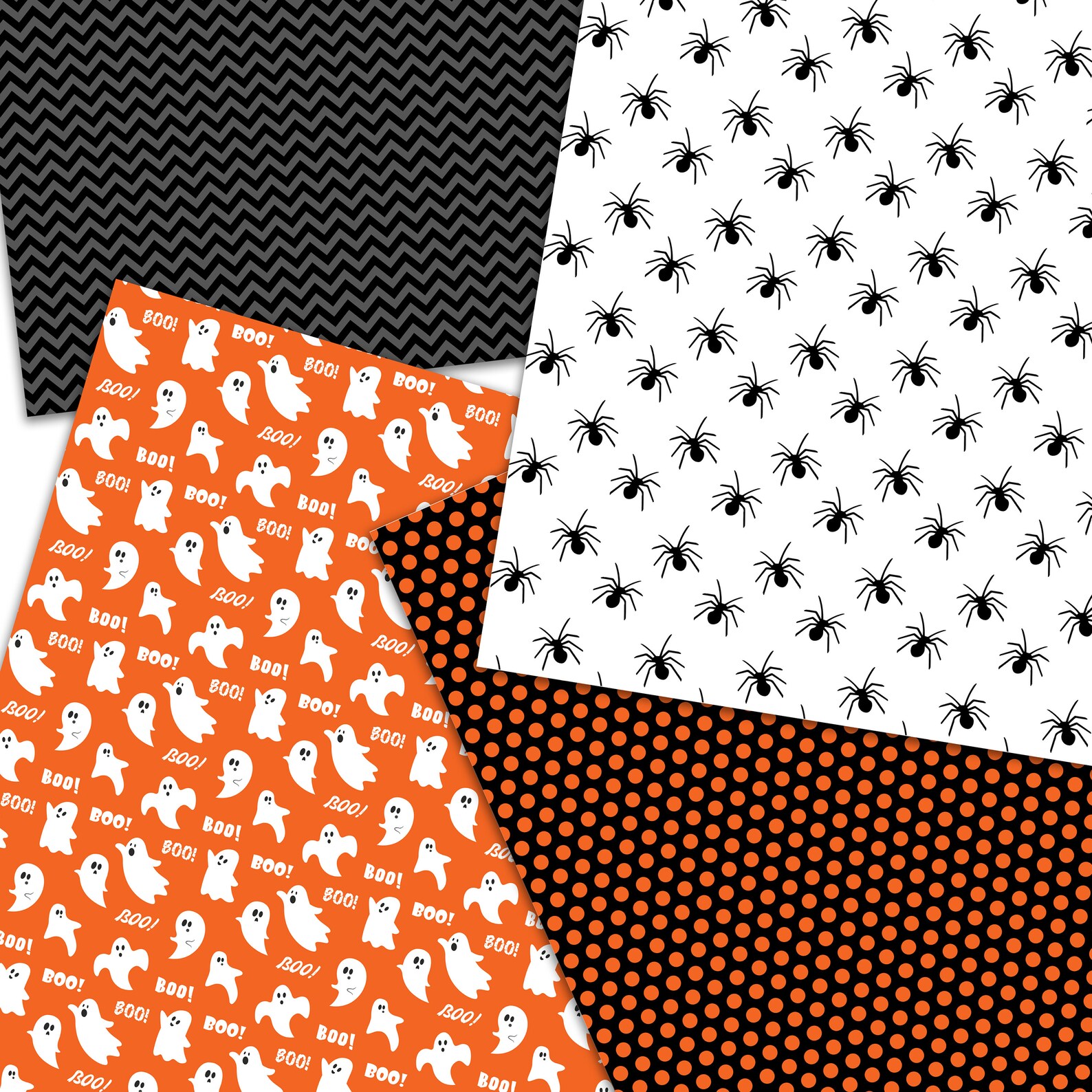 Halloween Digital Paper Ghost Scrapbook Paper Spider Paper - Etsy