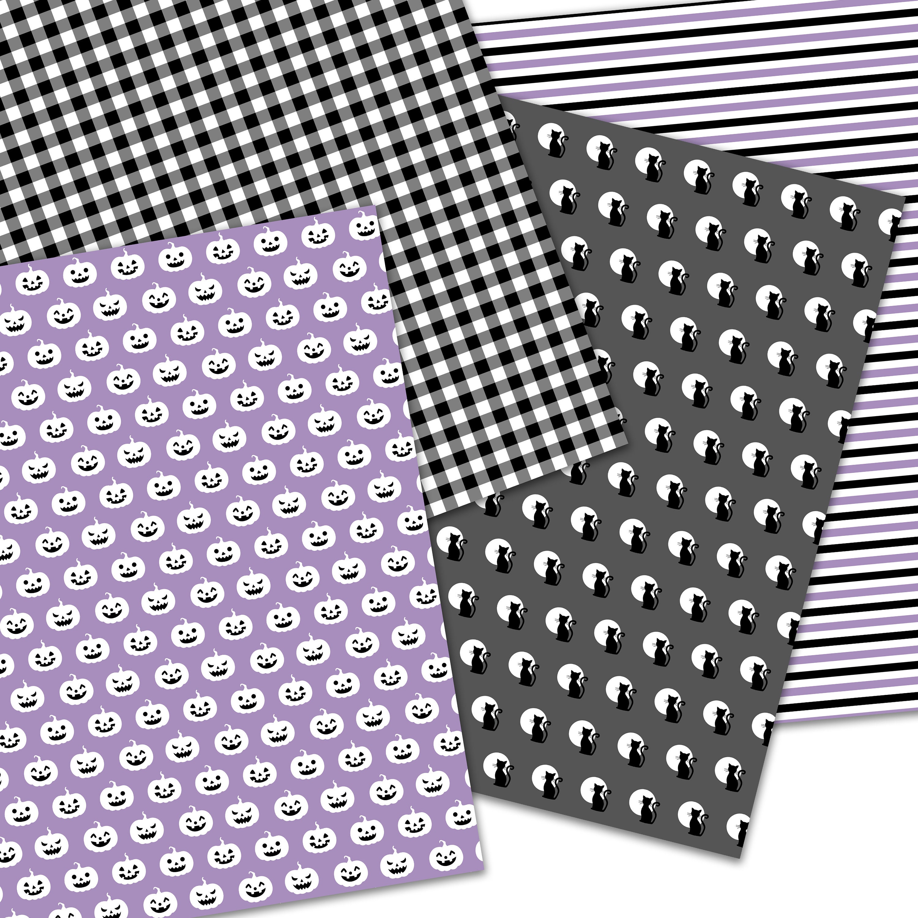 Purple Halloween Digital Paper, Ghost Scrapbook Paper, Purple Spider ...