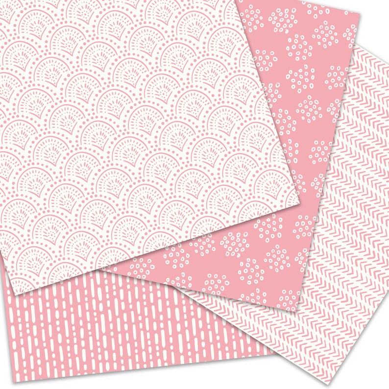 Pink Boho Digital Paper Seamless Patterns Boho Hand Drawn Scrapbook ...