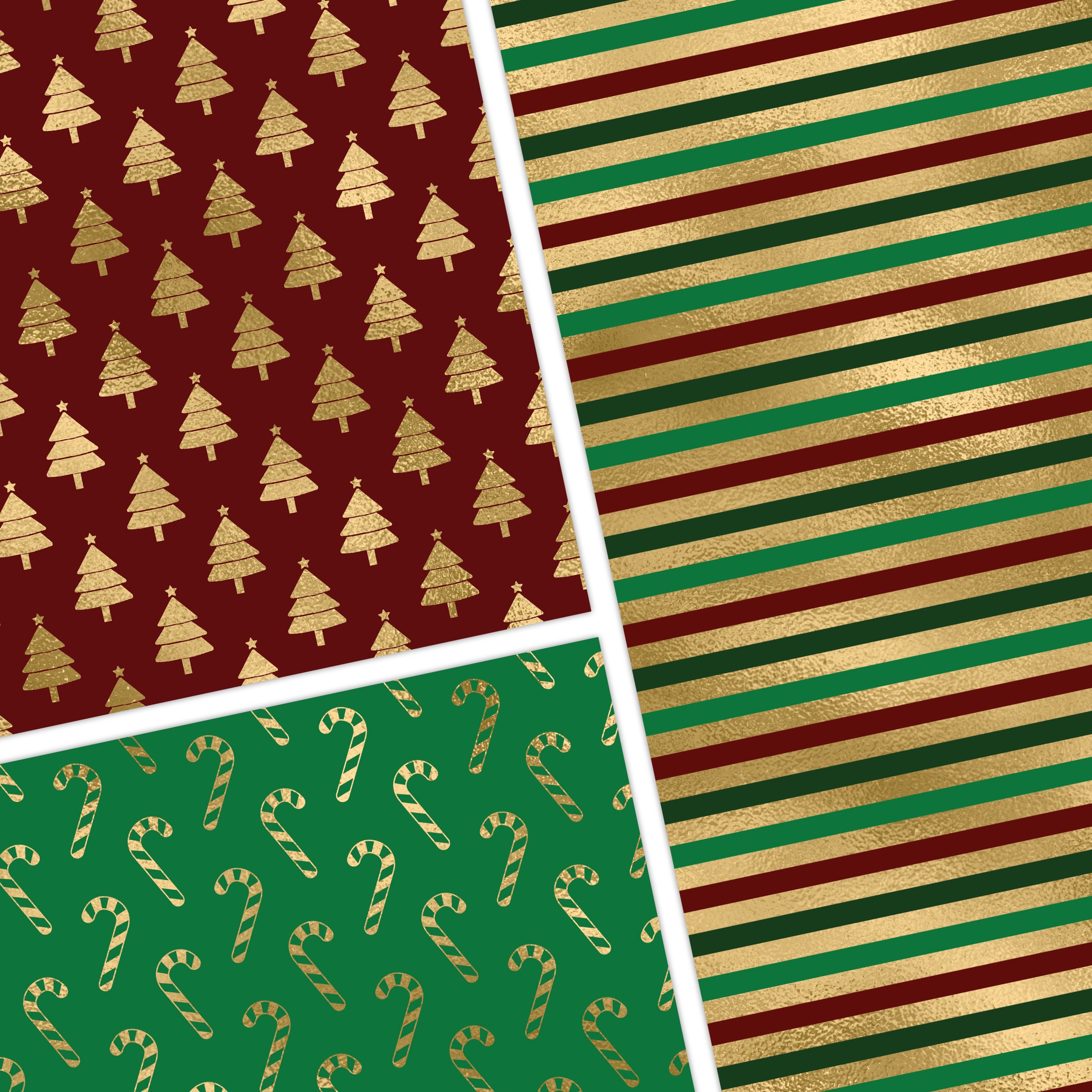 Gold Christmas Digital Paper, Scrapbook Paper, Seamless Pattern ...