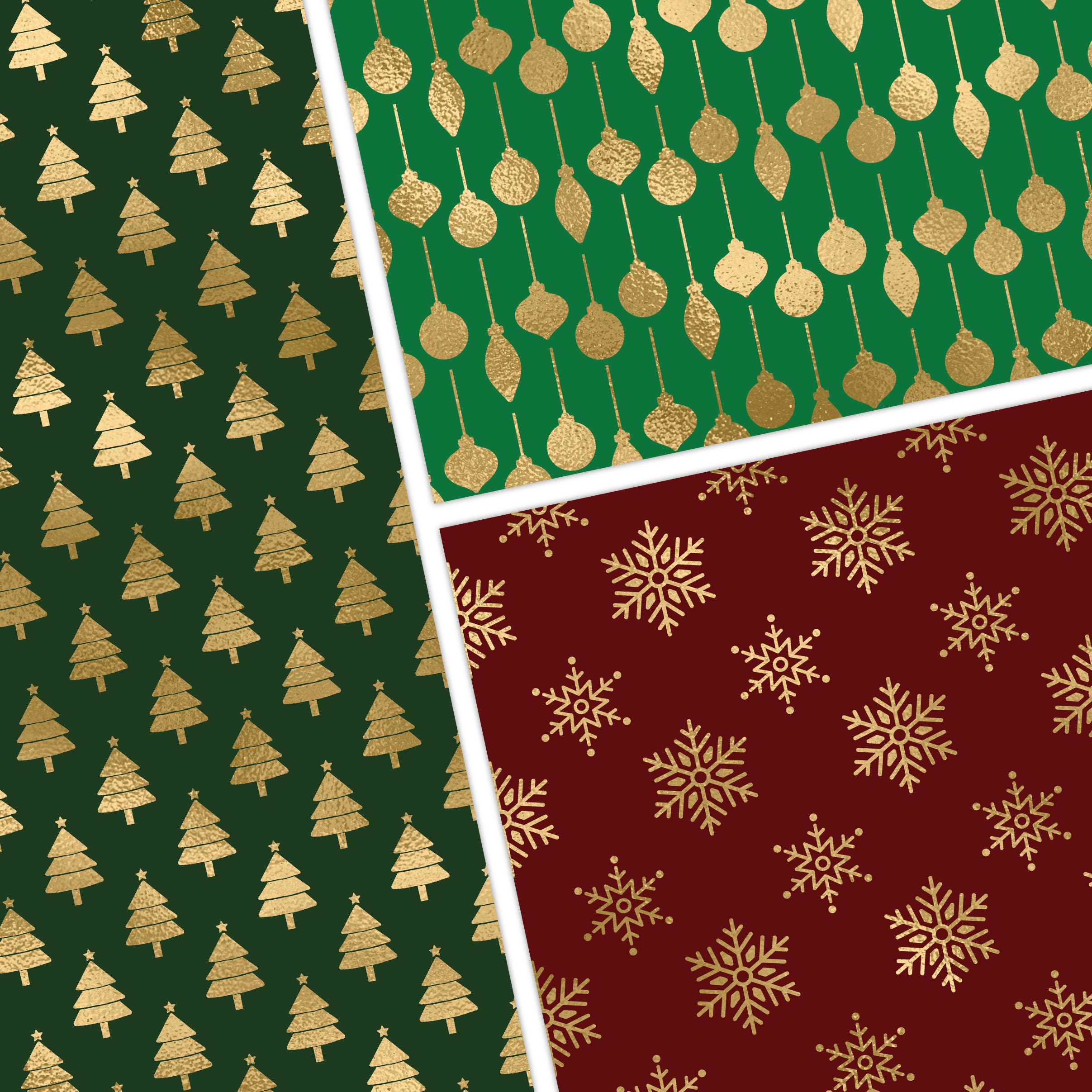 Gold Christmas Digital Paper, Scrapbook Paper, Seamless Pattern ...