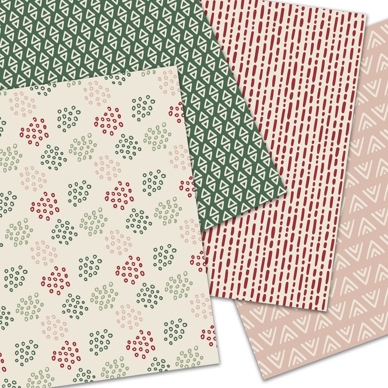 Christmas Digital Paper Boho Scrapbook Paper Digital Paper - Etsy
