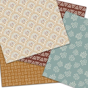 Fall Digital Paper, Boho Scrapbook Paper, Autumn Digital Paper Pack ...