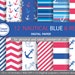 SALE 12 Nautical Blue & Red Digital Paper Backgrounds for Graphic ...