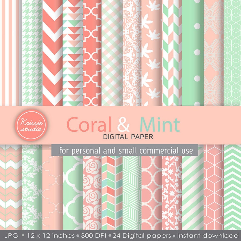 Coral Mint and Gold - Etsy