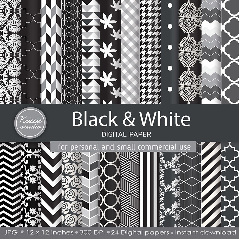 SALE black & White Digital Paper Backgrounds for - Etsy