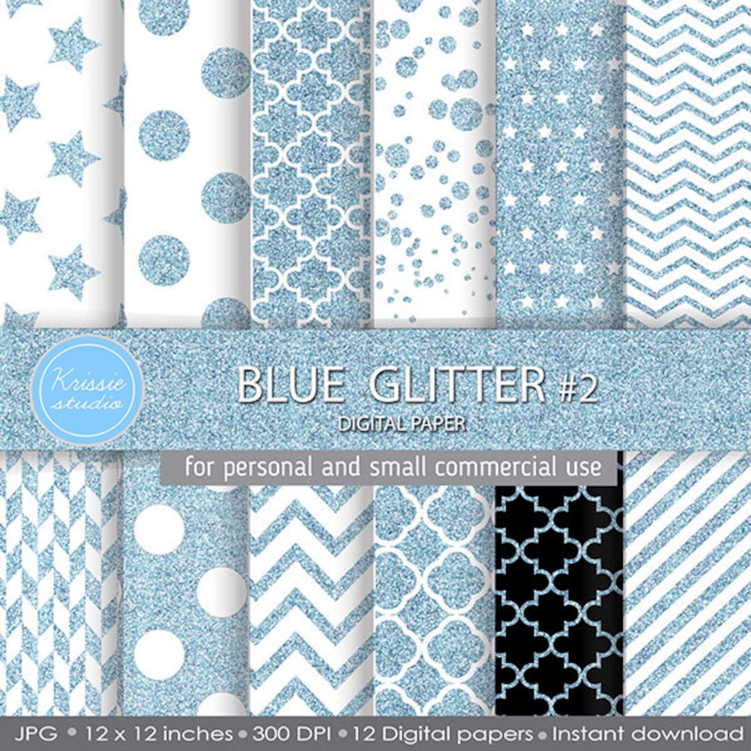 SALE *** Blue Glitter Digital Paper - Backgrounds - for Graphic Design ...