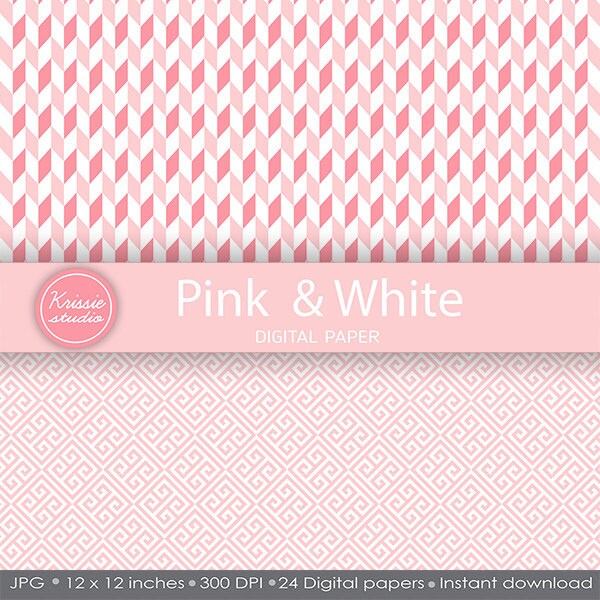 SALE Pink & White Digital Paper Backgrounds for graphic | Etsy