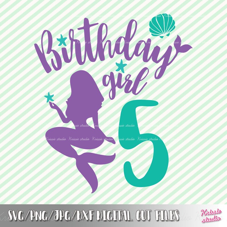 Birthday Girl 5 Five Mermaid Svg pngjpg DXF Cutting - Etsy