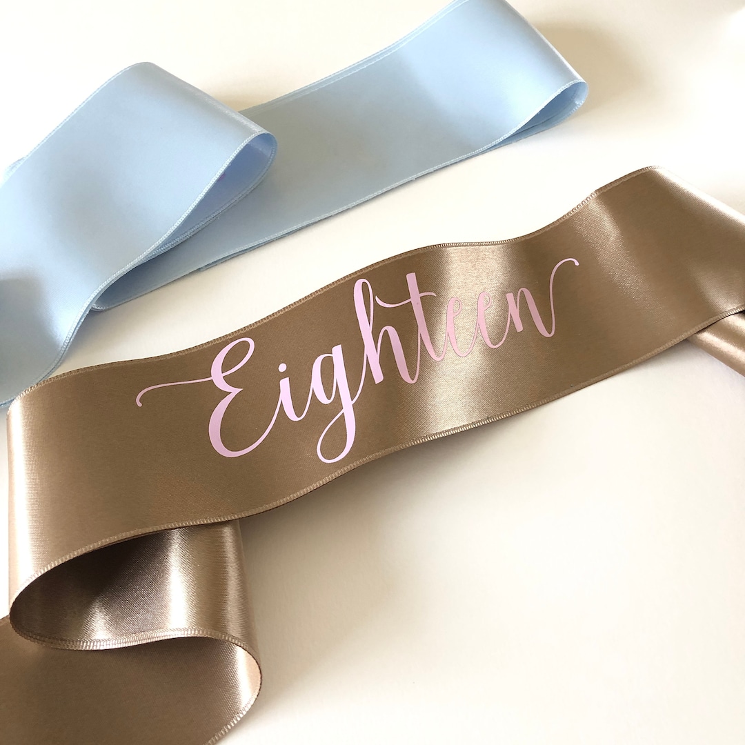Birthday Sash, Eighteen Sash, Pink Beige Sash, Eighteenth Birthday ...