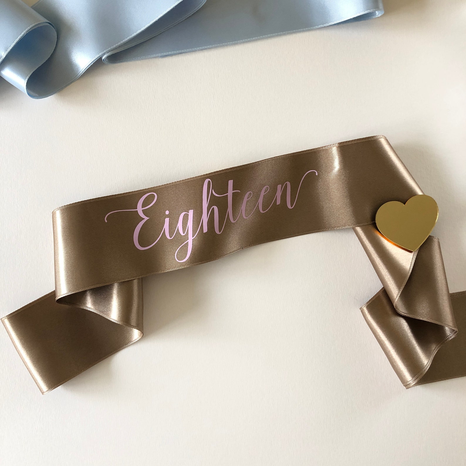 Birthday Sash Eighteen Sash Pink Beige Sash Eighteenth - Etsy