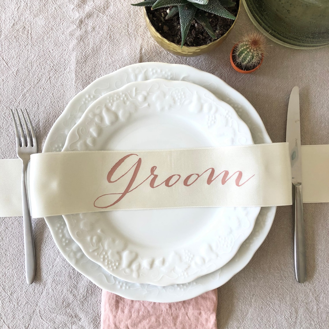 Personalized Wedding Ribbon Sign: Rose Gold Table Decor - Etsy