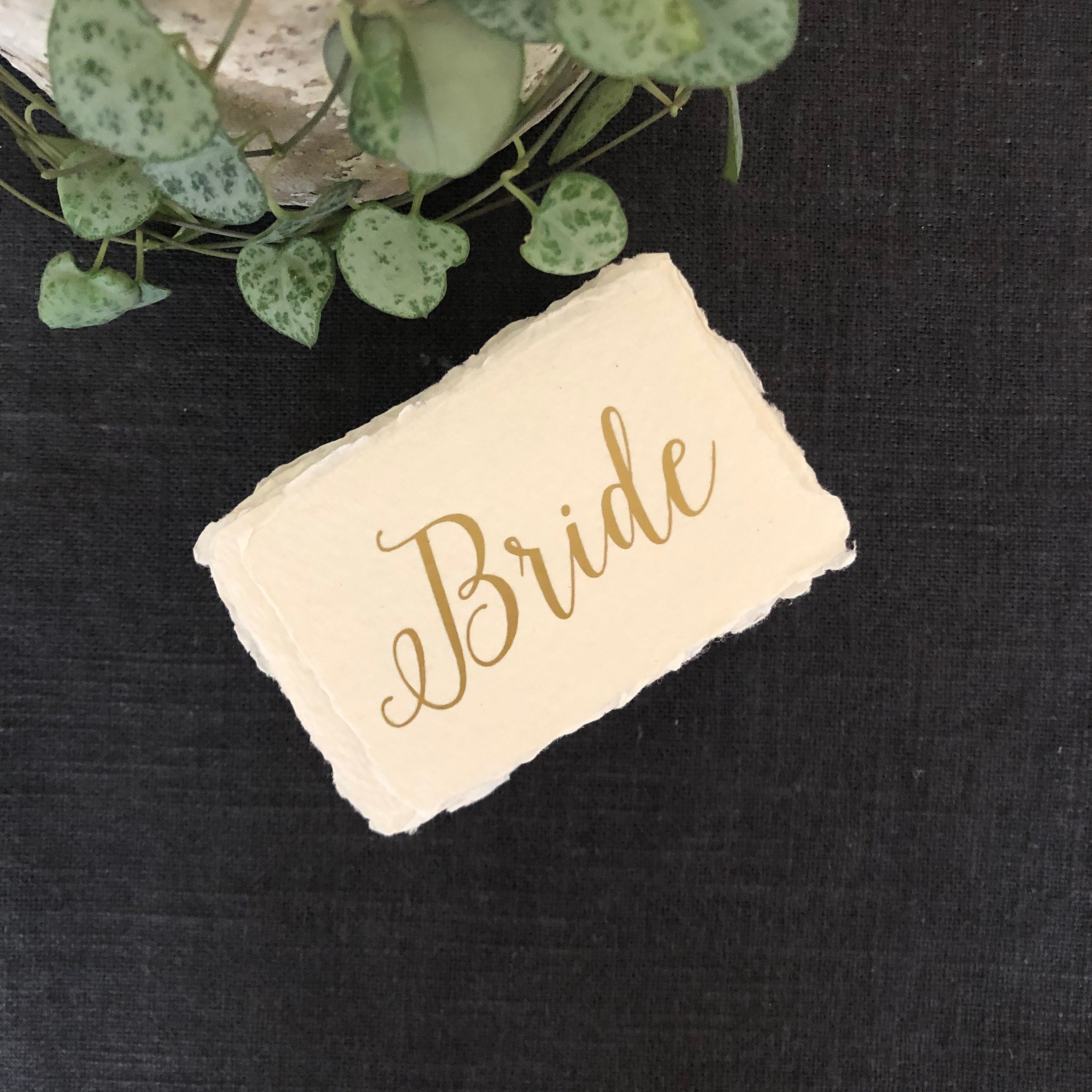 Recycled wedding name cards Handmade paper place cards | Etsy