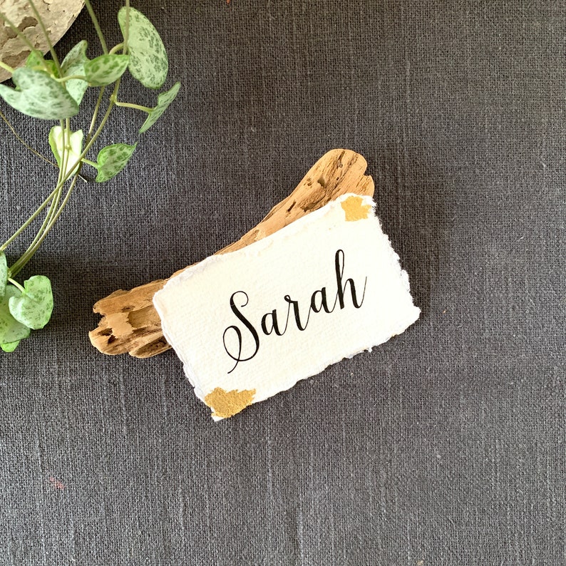 Handmade Paper Place Cards With Gold Leaf Personalised - Etsy