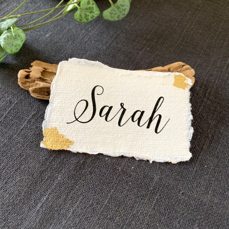 Handmade Paper Place Cards With Gold Leaf Personalised - Etsy