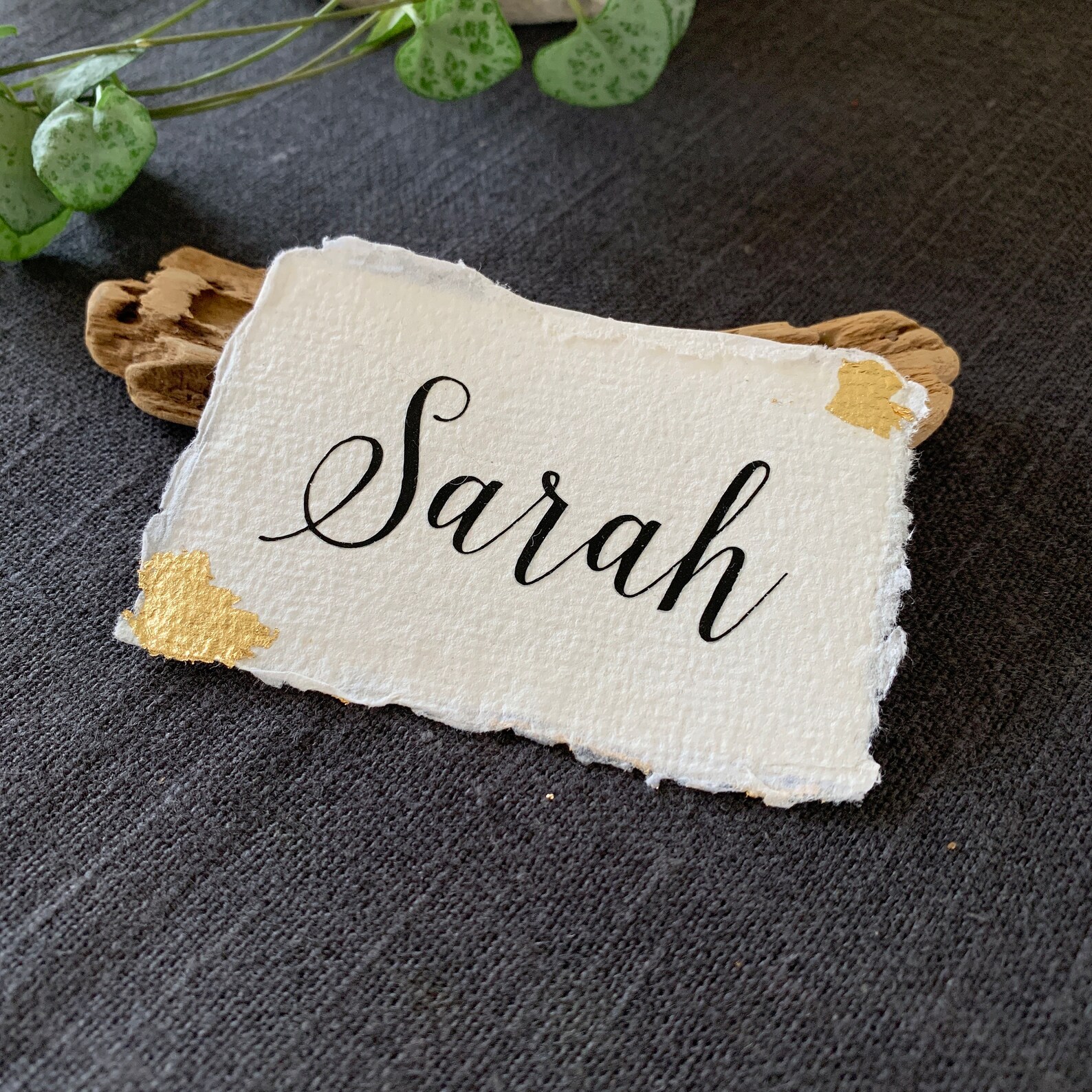 Handmade Paper Place Cards With Gold Leaf Personalised | Etsy