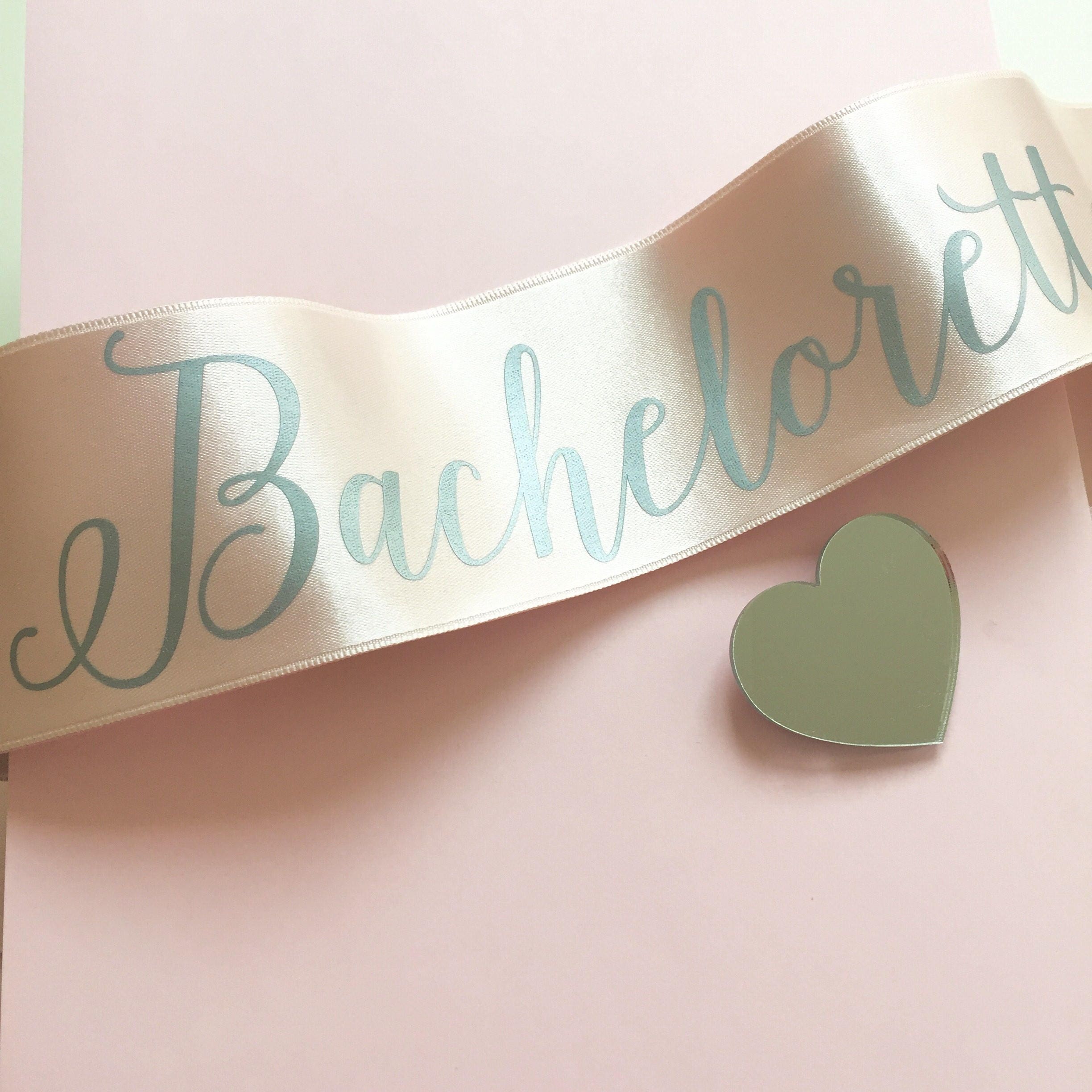 Bachelorette Sash Pink Silver Sash Custom Bachelorette Sash - Etsy