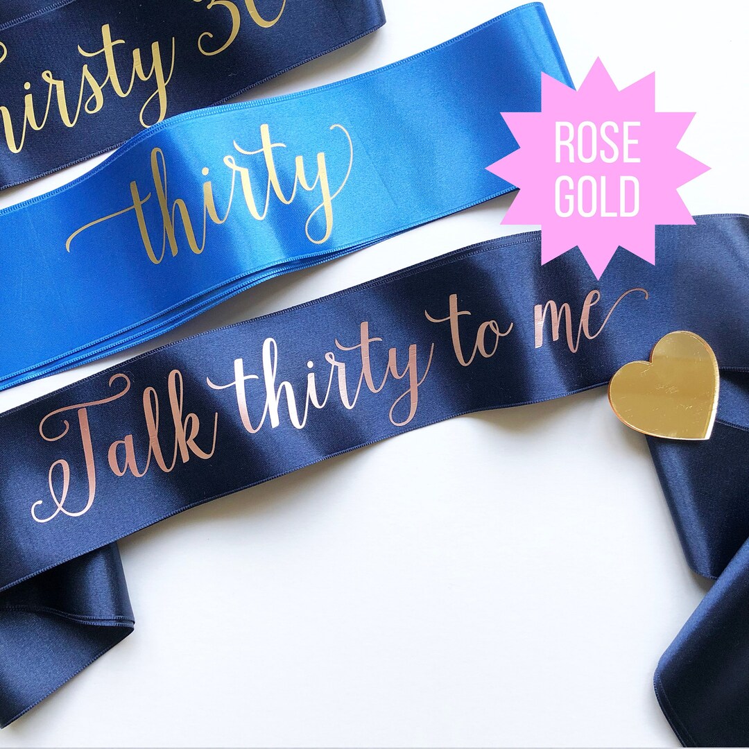 Talk Thirty to Me Sash, 30th Birthday Sash, Navy Birthday Sash With ...