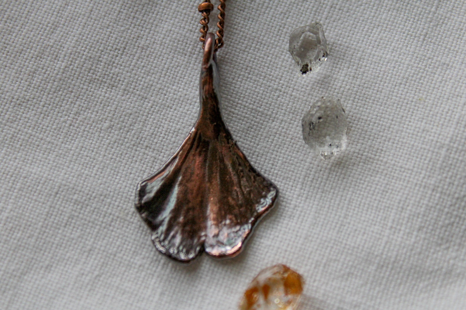 Real Gingko Leaf Necklace Copper Jewelry Layering Necklace Nature ...