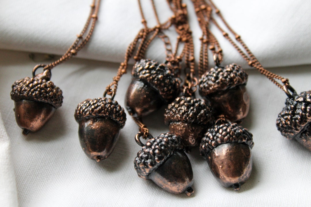 Copper Dipped Acorn Necklace | Real White Oak Acorn Pendant ...
