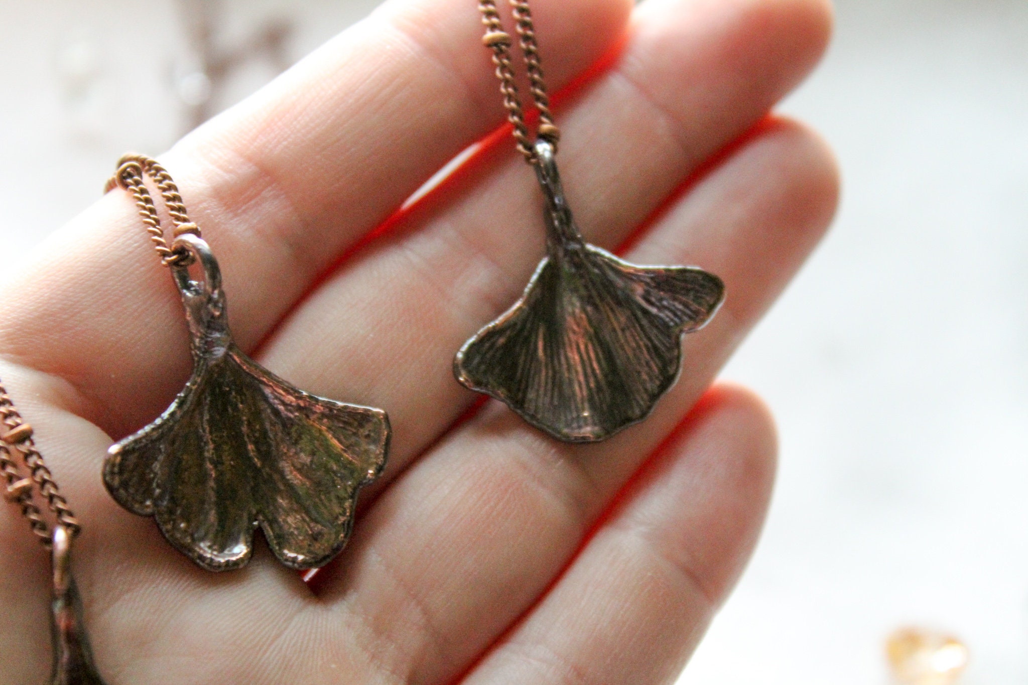 Real Gingko Leaf Necklace Copper Jewelry Layering Necklace Nature ...