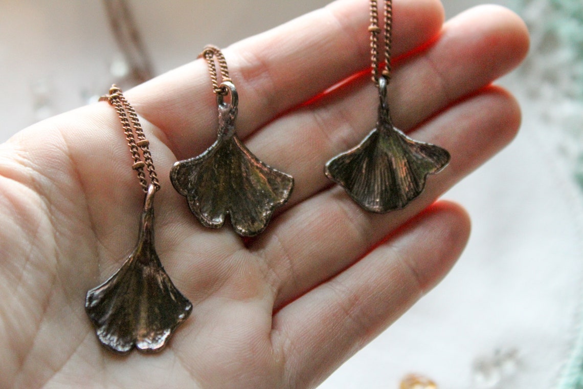 Real Gingko Leaf Necklace Copper Jewelry Layering Necklace Nature ...