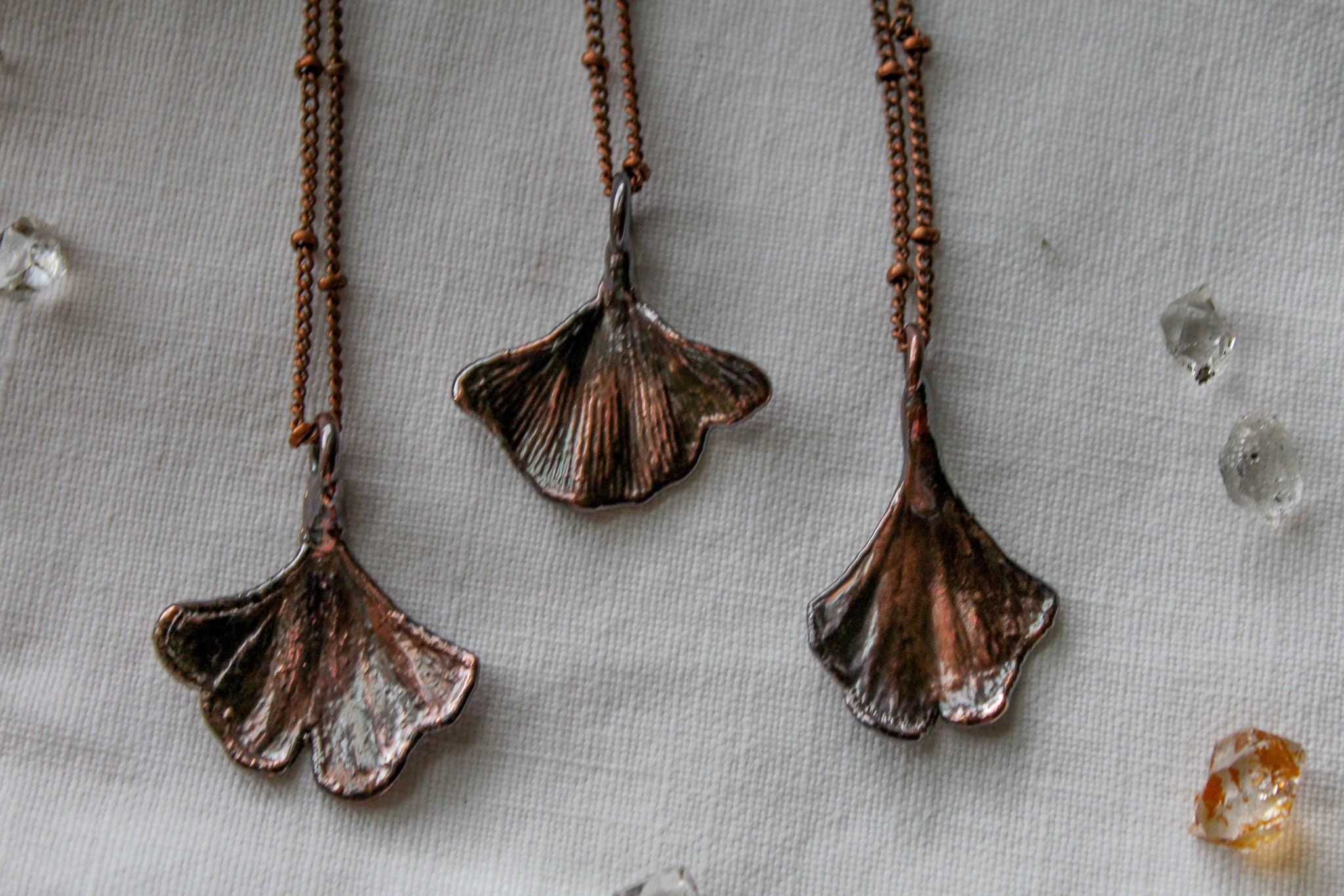 Real Gingko Leaf Necklace Copper Jewelry Layering Necklace Nature ...